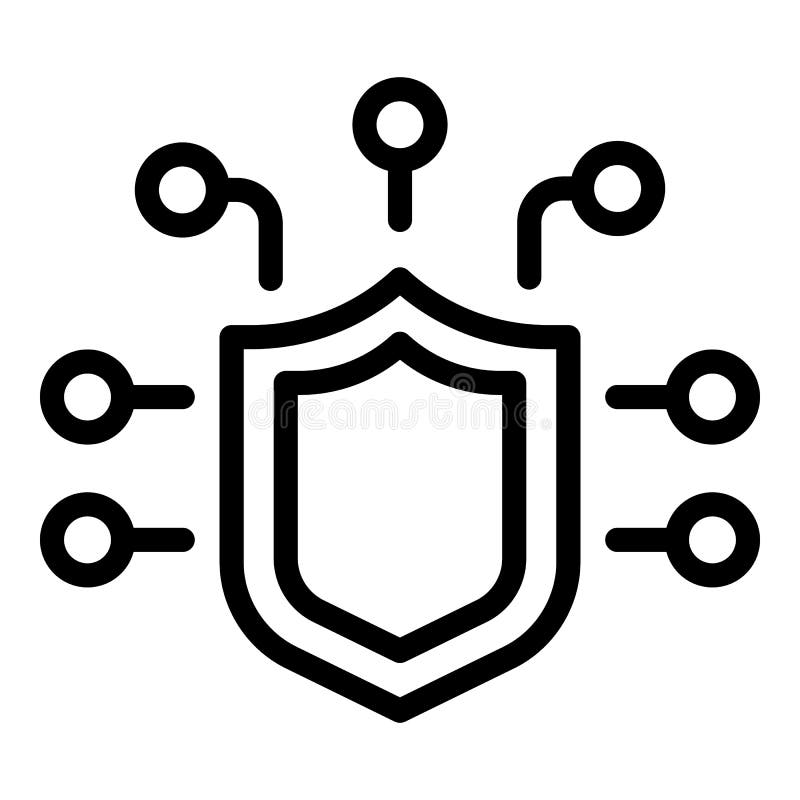 Cyber Shield Icon, Outline Style Stock Vector - Illustration of safety ...