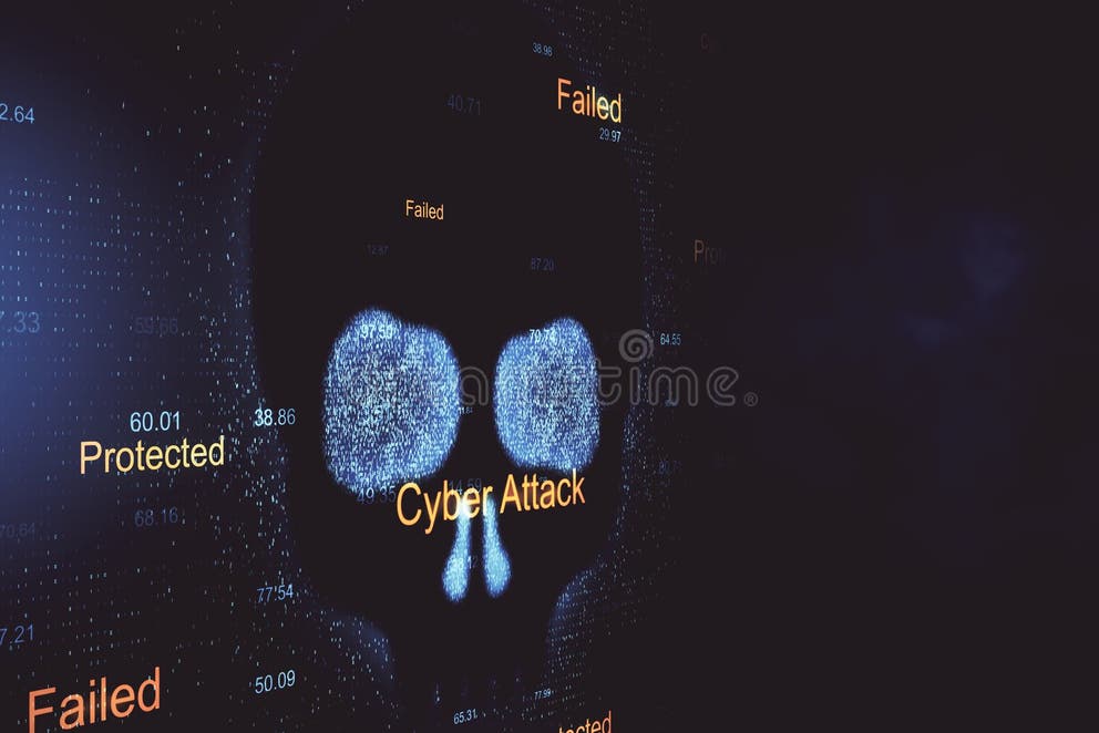 Cyber Skull and Hacker Attack Interface Stock Illustration ...