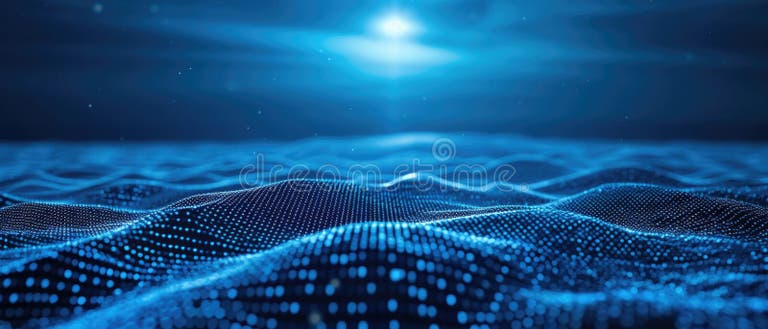 Cyber Space Abstract Background, Wavy Surface of Data in Dark Blue ...