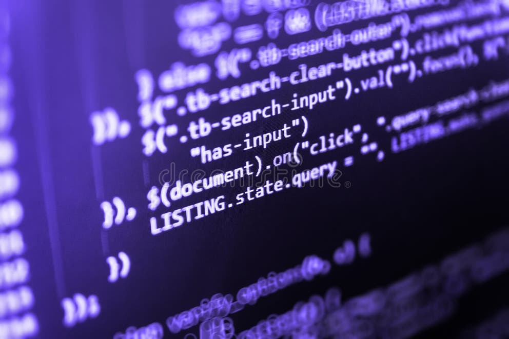 Cyber Space Concept. it Business. Programming Code on Computer Monitor ...