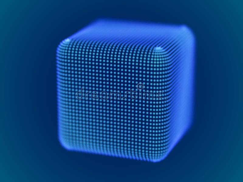 Cyber Space Concept: 3d Digital Cube Consisting of Glowing Particles ...