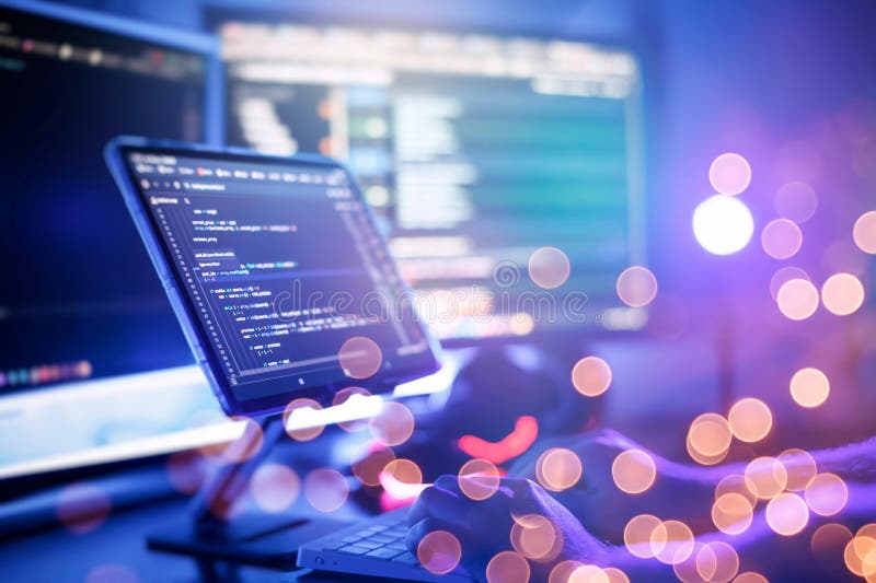 Cyber Space Concept Programming Code On Computer Screen Abstract Screen Of Software Developer