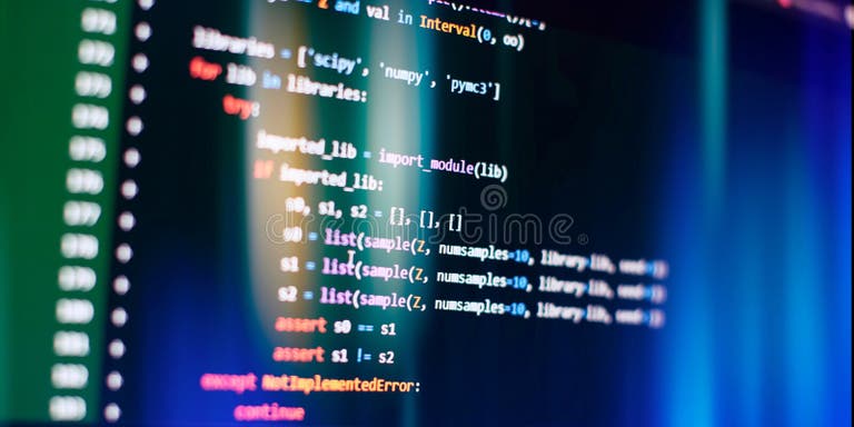 Cyber Space Concept. Programming Code on Computer Screen , Abstract Screen of Software Developer ...