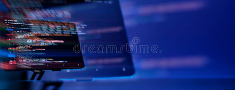 Cyber Space Concept Programming Code On Computer Screen Abstract Screen Of Software Developer
