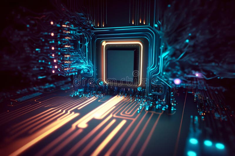 Cyber Space Connection Technology Computer Background with Chipset ...