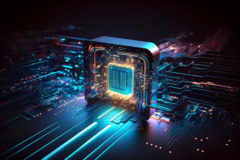 Cyber Space Connection Technology Computer Background with Chipset ...