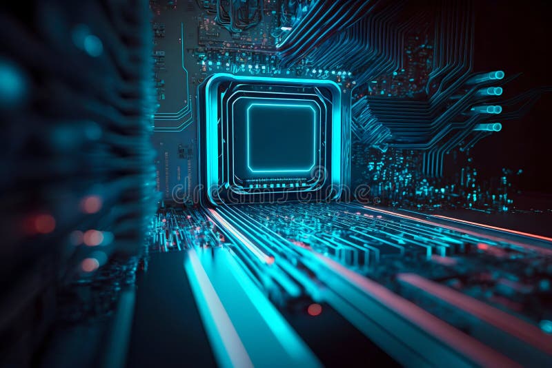 Cyber Space Connection Technology Computer Background with Chipset ...