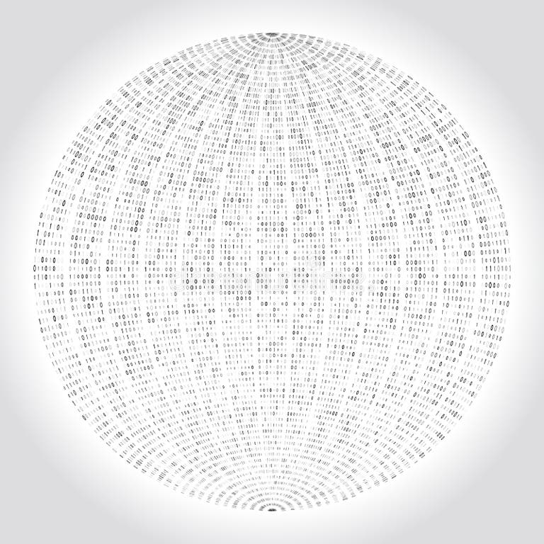 Cyber Sphere Binary Code on a Grey Background. Abstract Radial Matrix ...