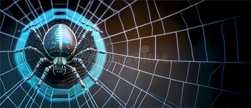 Cyber Spider on Microchip Networked on a Digital Data, Make Web Mesh ...