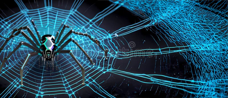 Cyber Spider on Microchip Networked on a Digital Data, Make Web Mesh ...