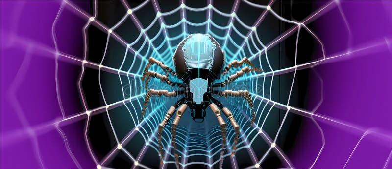 Cyber Spider on Microchip Networked on a Digital Data, Make Web Mesh ...
