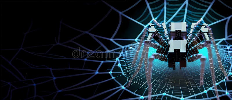 Cyber Spider on Microchip Networked on a Digital Data, Make Web Mesh ...
