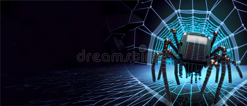Cyber Spider on Microchip Networked on a Digital Data, Make Web Mesh ...
