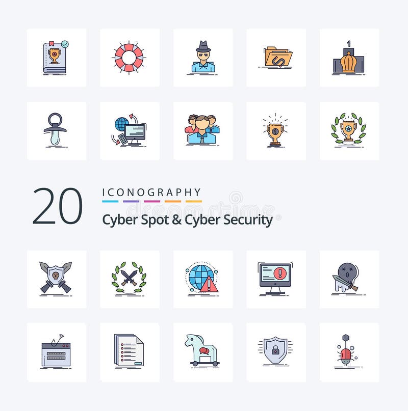 20 Cyber Spot and Cyber Security Line Filled Color Icon Pack Like Game ... 20 Cyber Spot and Cyber Security Line Filled Color Icon Pack Like Game ...