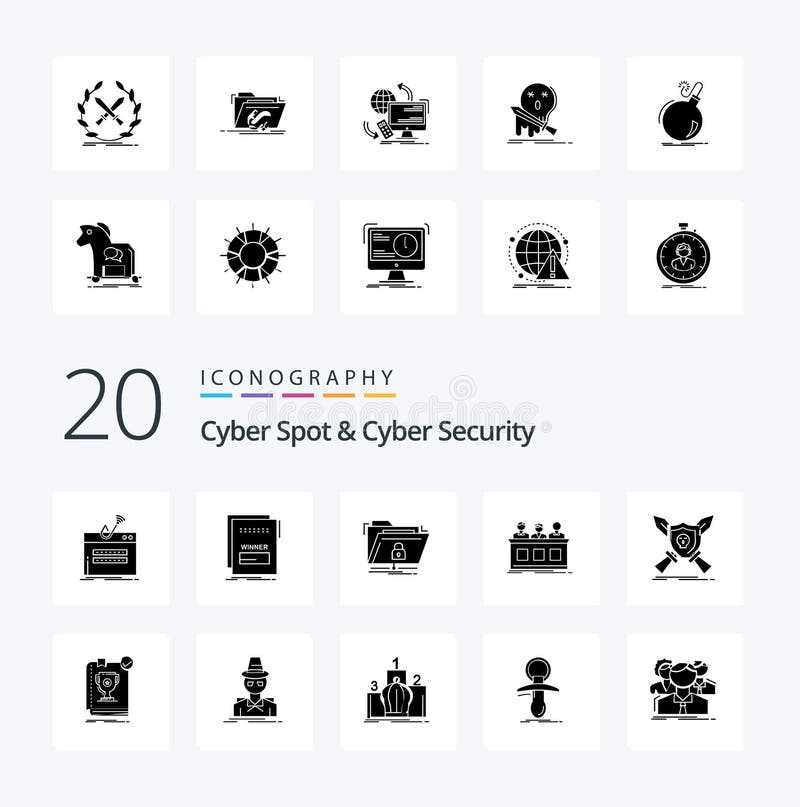 20 Cyber Spot and Cyber Security Solid Glyph Icon Pack Like Expert ...
