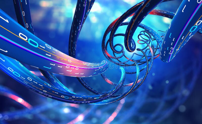 DNA Code in Digital Dimension. Vortex Data Flows Stock Illustration ...