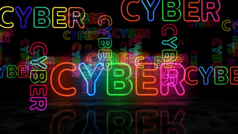 Cyber Symbol Glowing Neon 3d Lights Stock Footage - Video of glow ...