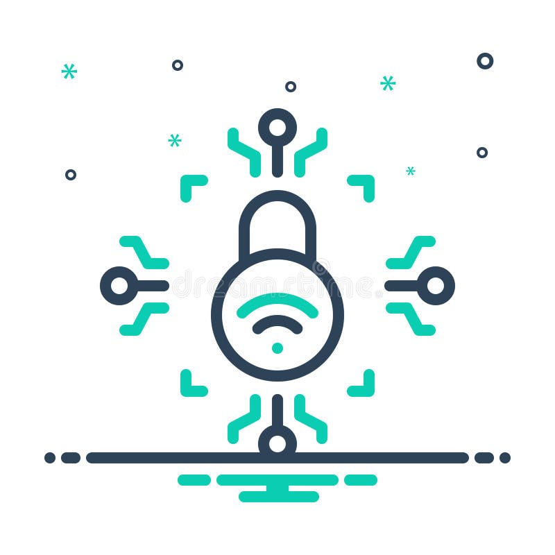 Cyber and System Security Icon Stock Vector - Illustration of caution ...