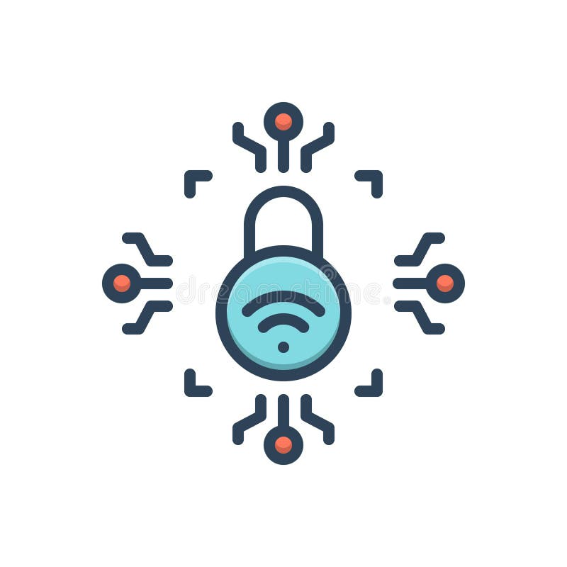 Cyber and System Security Icon Stock Vector - Illustration of caution ...