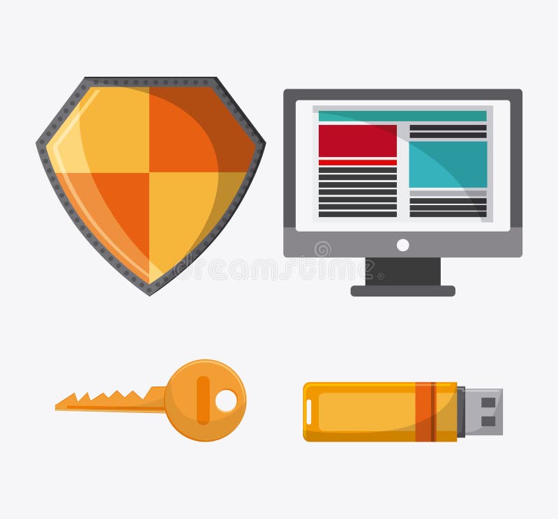 Cyber and System Security Icon Stock Vector - Illustration of computer ...