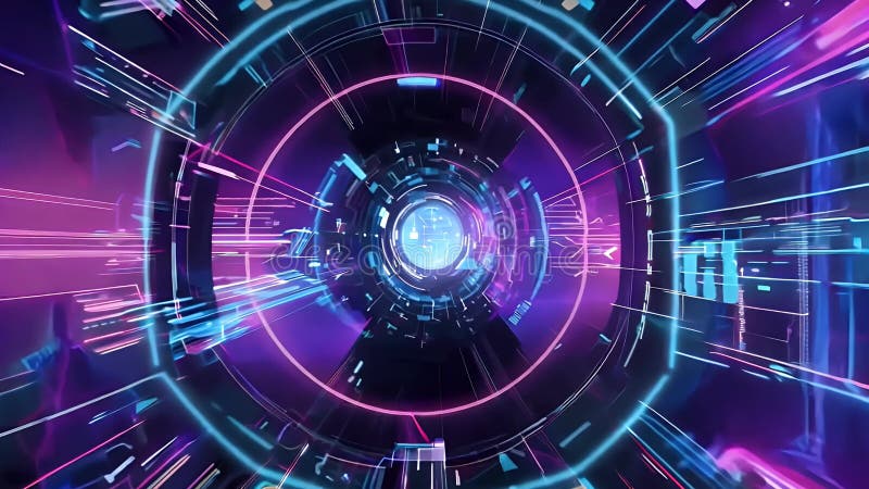 Cyber Tech Background, with Glowing Interface Panels and Neon Purple ...