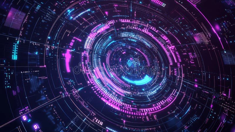 Cyber Tech Background, with Glowing Interface Panels and Neon Purple ...