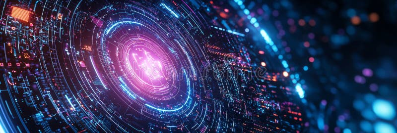 Cyber Tech Background, with Glowing Interface Panels and Neon Purple ...