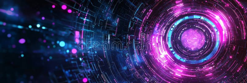 Cyber Tech Background, with Glowing Interface Panels and Neon Purple ...