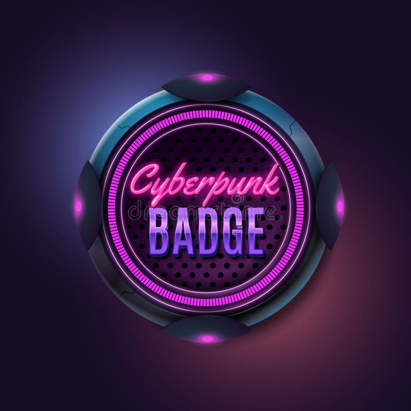 Cyber Technologic Round Badge with Text Stock Vector - Illustration of ...