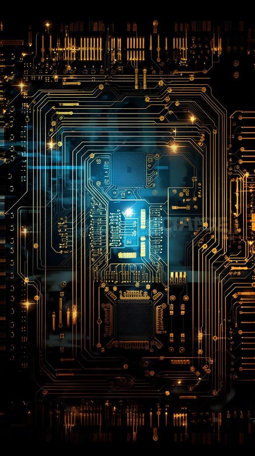 Cyber Technology Background. Computer Circuit Mainboard with Microchip ...