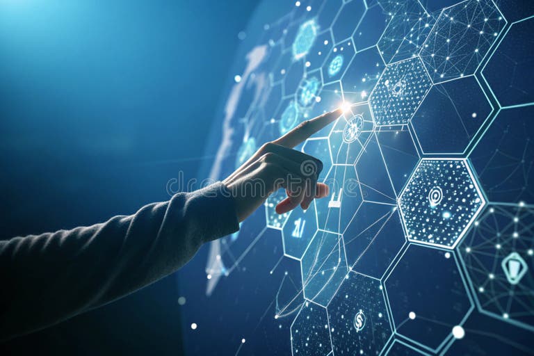 Cyber Technology Human Hand Concept Stock Illustration - Illustration ...