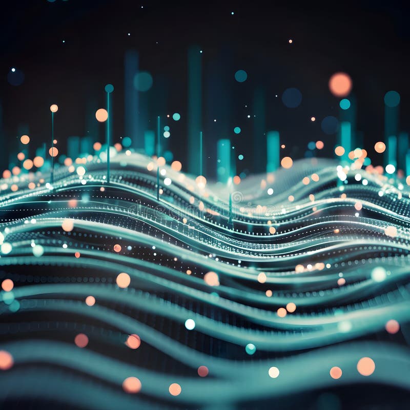 A Cyber Technology Illustration of Flowing Particles and Moving Dots ...