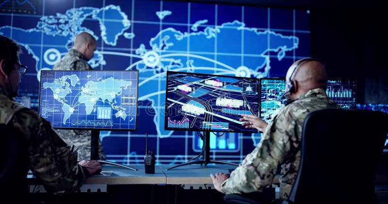 Cyber Technology Operator in Military Control Cente Stock Image - Image ...
