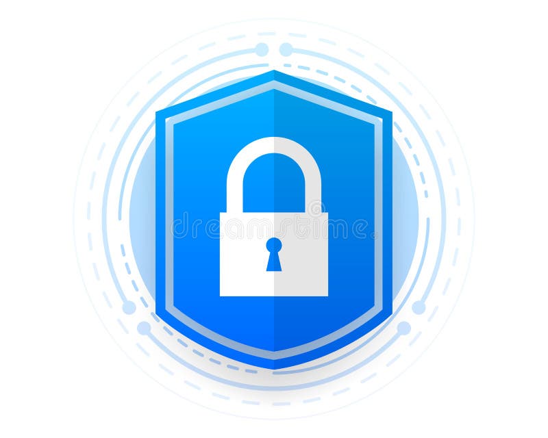 Cyber Technology Security, Network Protection Sign on White Background ...