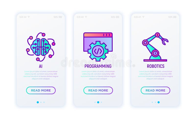 Cyber Technology Thin Line Icons Set: Ai, Programming, Robotics. Vector Illustration for User ...
