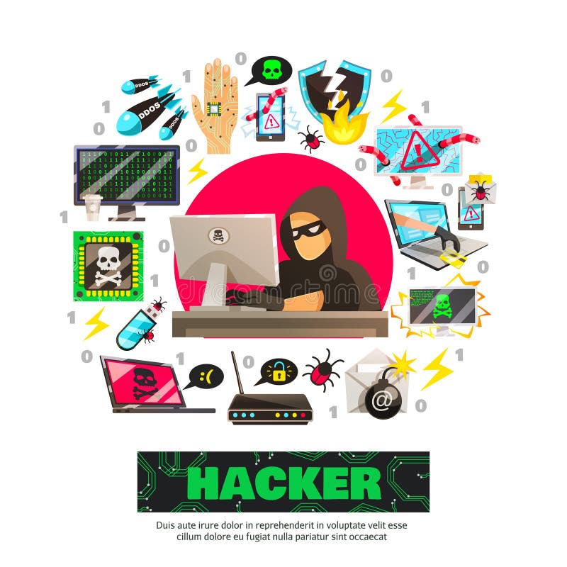 Computer Criminal Icons Collection Stock Vector - Illustration of ...