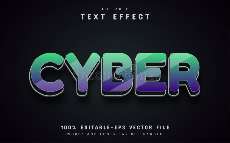 Cyber text effect editable stock vector. Illustration of bitmap - 256128943