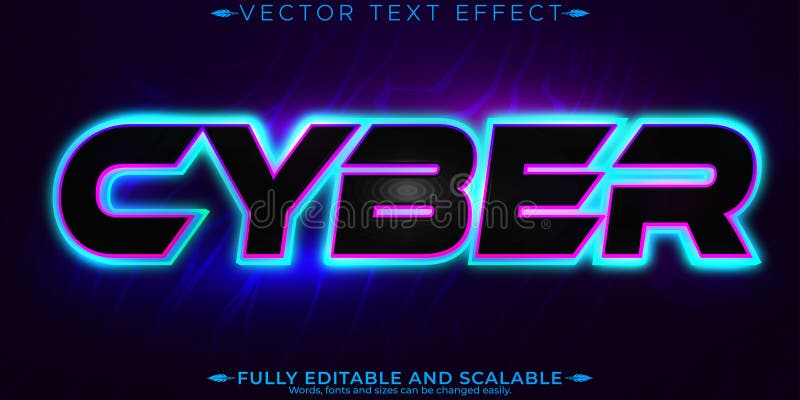 Cyber Text Effect, Editable Future and Fiction Font Style Stock Vector ...