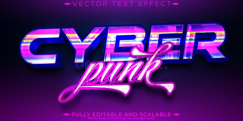 Cyber Text Effect, Editable Future and Neon Text Style Stock Vector ...