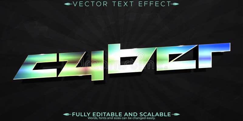 Cyber Text Effect, Editable Future and Neon Text Style Stock Vector ...