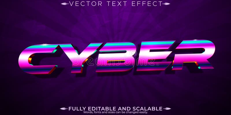 Cyber Text Effect, Editable Future and Neon Text Style Stock Vector ...