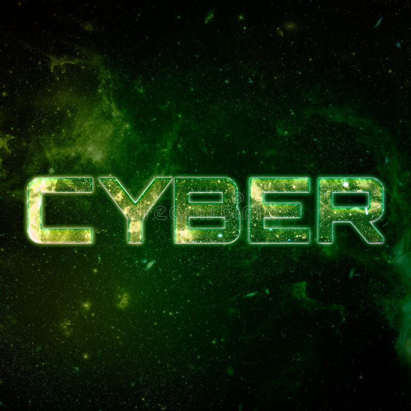 CYBER Text Typography Galaxy Effect Word Stock Illustration ...
