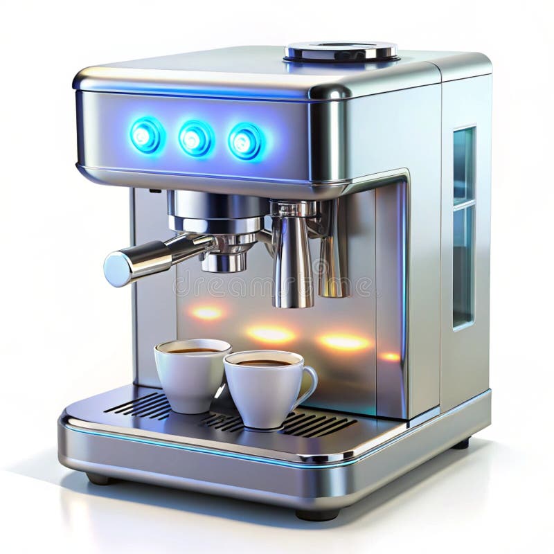 Cyber-themed Coffee Machine with Glowing Buttons Stock Illustration ...