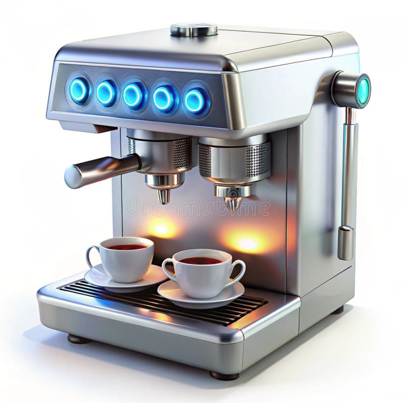 Cyber-themed Coffee Machine with Glowing Buttons Stock Illustration ...