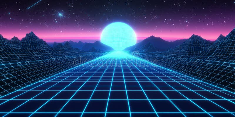 A Cyber-themed 3D Background Featuring a Pulsating Digital Grid ...