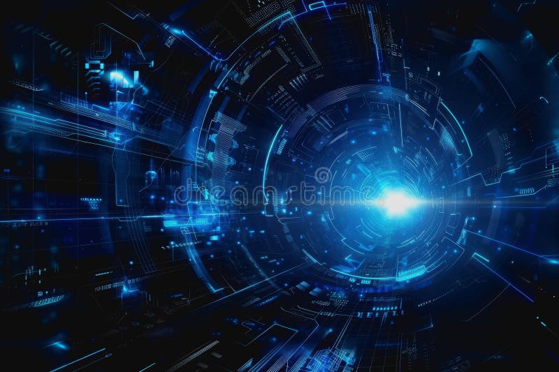 Cyber Themed Digital Background with Blue Glowing Lines and ...