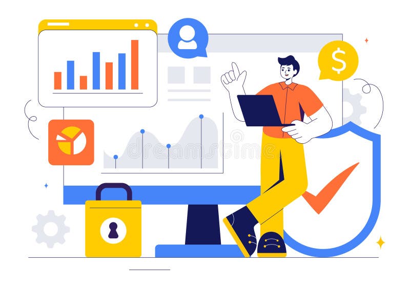 Cyber Threat Analysis Vector Illustration Featuring Vulnerability ...