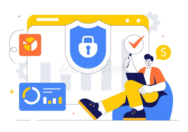 Cyber Threat Analysis Vector Illustration Featuring Vulnerability ...