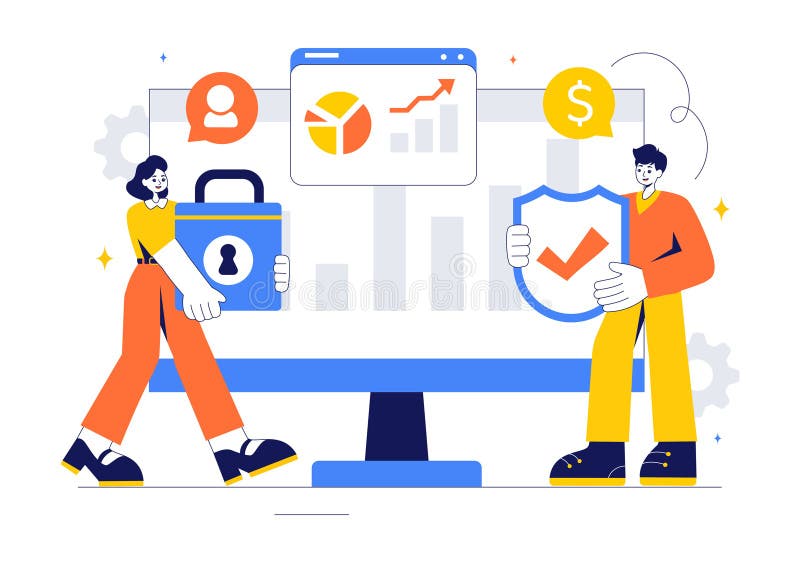 Cyber Threat Analysis Vector Illustration Featuring Vulnerability ...