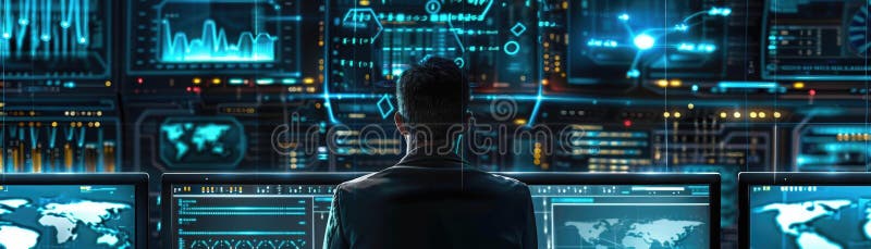 Cyber Threat Intelligence Analyst Researching Emerging Security Threats Stock Illustration ...